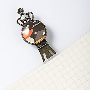 Hello Autumn Cute Hand Drawn Mashroom & Fallen Leaves 2 Packs Metal Book Pages Marks, Crown Shape Bookmarker Clip for Women Men Kids Classroom Boys Girls