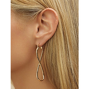 Barzel 18k Gold Plated Infinity Crazy 8 Hoop Earrings (Gold)