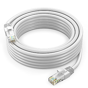 Maximm Cat 6 Ethernet Cable 30 ft - High-Speed LAN Cable, Internet Cable, Patch Cable, and Network Cable - UTP, 10Gbps, 550MHz Ethernet Cord - White