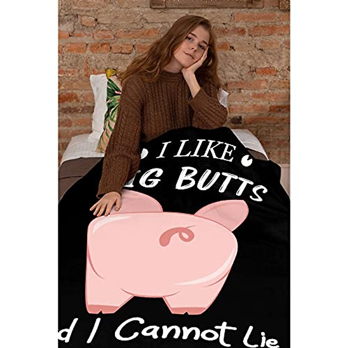 I Like Pig Butts and I Cannot Lie Blanket Throw, Flannel Fleece Kawaii Piggy Blanket Perfect for Pig Lover, Lightweight Soft Animal Blanket Suit for Bed Couch Travel Gift 40"x30" XS for Pet