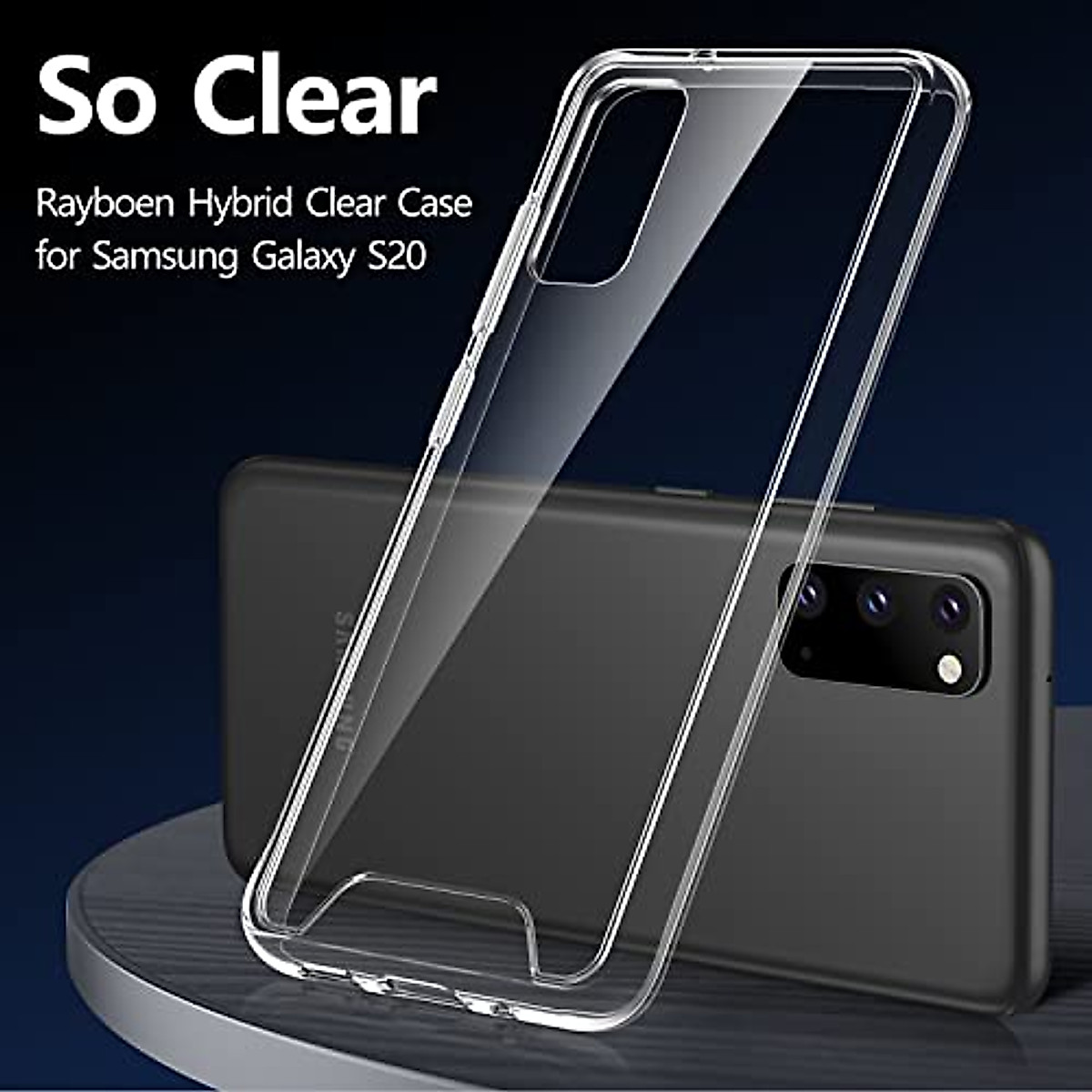 Rayboen for Samsung Galaxy S20 Case/Galaxy S20 5G Case Crystal Clear Non-Slip Shockproof Slim Protective Cover, Hard PC Back Soft TPU Frame Phone Case for Galaxy S20