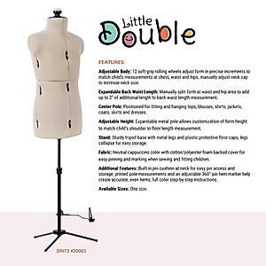 Dritz Little Double Adjustable Dress Form, Child, Beige - 20001