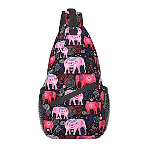 African Ethnic Elephant Chest Bags Crossbody Sling Bag Travel Hiking Backpack Casual Shoulder Daypack For Women Men