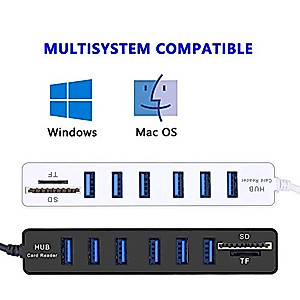 SHYPT USB Hub 2.0 Multi USB 2.0 Hub USB Splitter High Speed 6 USB Card Reader USB Extender for PC Laptop (Color : Black)