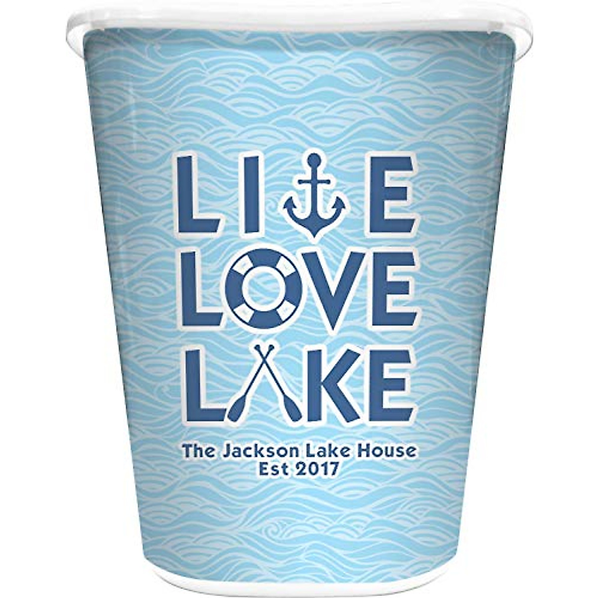 YouCustomizeIt Live Love Lake Waste Basket - Double Sided (White) (Personalized)