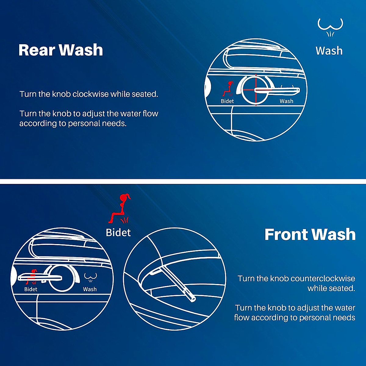 Smart Bidet Toilet Seat with Self-Cleaning, Soft Close Seat Cover, Front/Rear Wash