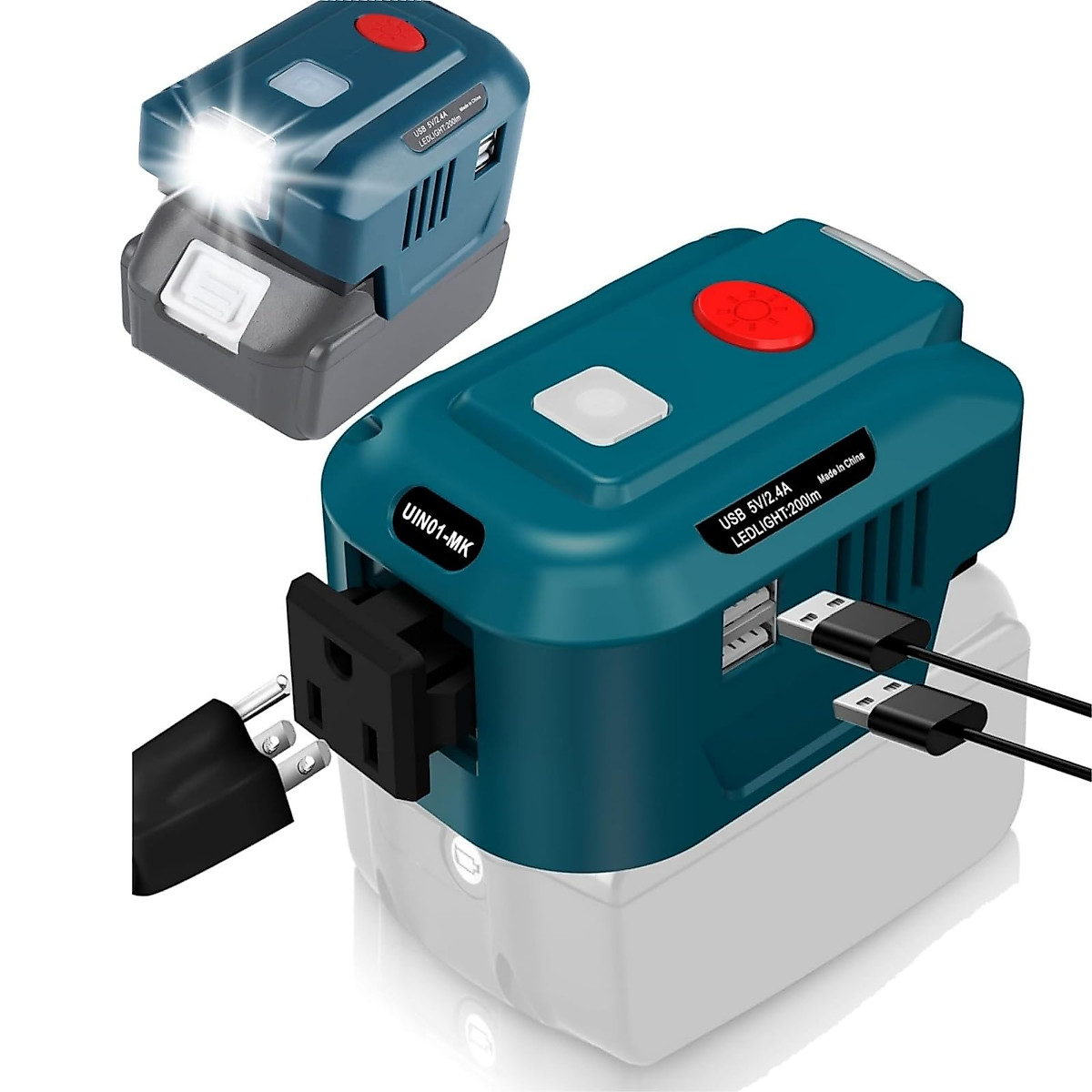 150W Power Supply Inverter for Makita 18V, TEPULAS DC 18V to AC 120V Power Source USB Phone Charger Adapter for Makita with LED Light & AC Outlet(No Battery)