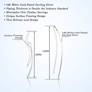 Milacolato 2Pairs Sterling Silver Ear Crawler Earrings for Women Platinum Plated Cuff Earrings Light-weight Ear Climber Jackets