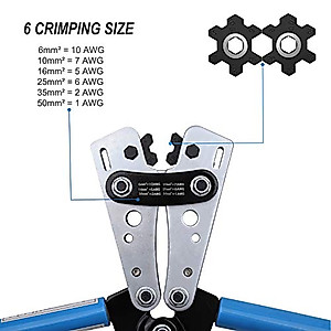 Knoweasy Battery Cable Lug Crimping Tool - Wire Crimper Tool for Heavy Duty Wire Lugs, Battery Terminals, and Copper Lugs - AWG 10, 8, 6, 4, 2, 1/0 Battery Cable Lug Crimper