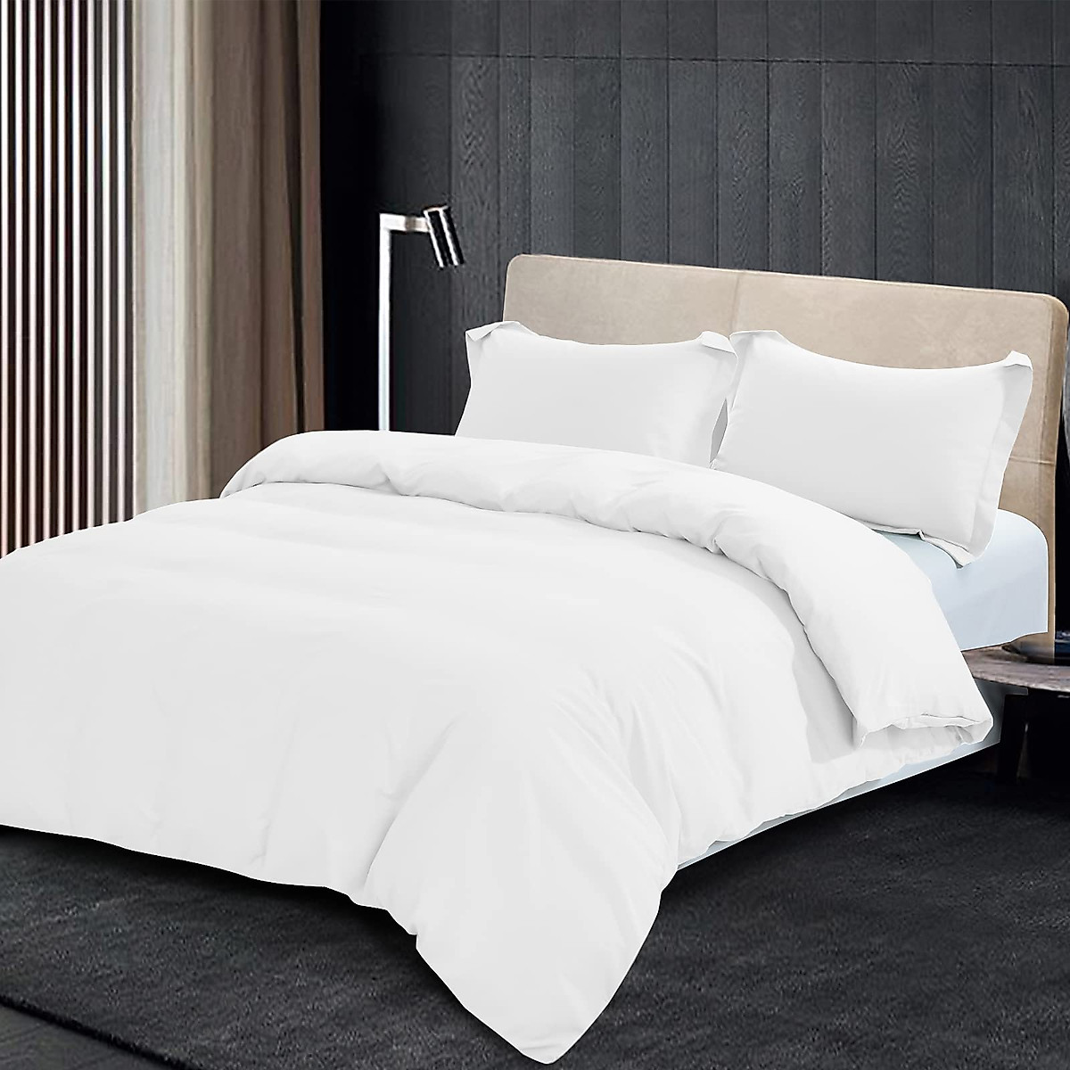 SISBROTH Washed Cotton Duvet Cover Queen Size - Bedding Set Comforter Cover for Winter All Season, Soft and Breathable Bedding Set with Zipper Closure & Corner Ties