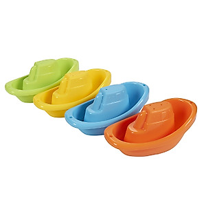 BLUE PANDA 12 Pack Bath Toy Boats, Bathtub Plastic Kids Tugboats for Ages 3 and Up, Multicolored