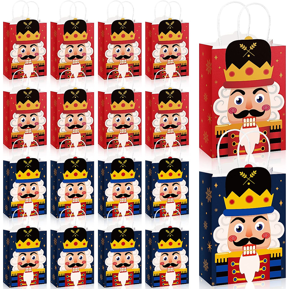 Funrous 16 Pieces Nutcracker Christmas Gift Bags Nutcracker Party Supplies Christmas Holiday Candy Goodie Treat Bags Bulk with Handles for Winter Holiday Party Supplies Favors Presents
