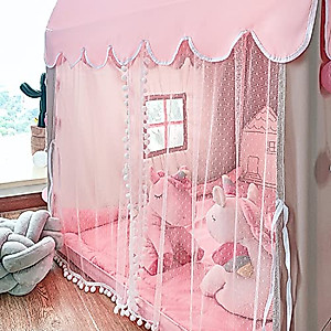 Kids Play Tent for Girls, Toddler Tent Princess Castle Pink Tent Large Playhouse Tent Indoor Fairy Tent with Star Lights