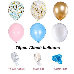 Gender Reveal Balloon Garland Kit, Gender Reveal Party Supplies Balloons Backdrop Including Light Blue Pink Gold Confetti Balloons for Gender Reveal Party Decorations