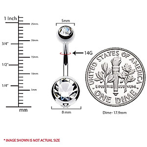 BodyJ4You 15PC PRO Body Piercing Kit Stainless Steel 14G Double CZ Belly Navel Ring Banana Bar Jewelry