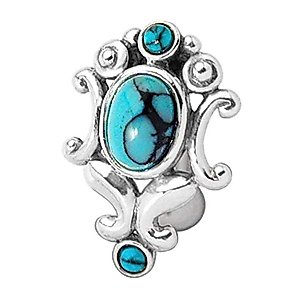 Turquoise Victorian Filigree Tribal Reverse Top Mount Belly Button Navel Piercing bar Body Jewelry Ring 14g