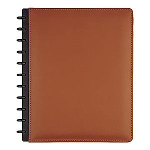 TUL Custom Note-Taking System Discbound Notebook, Letter Size, Leather Cover, Brown