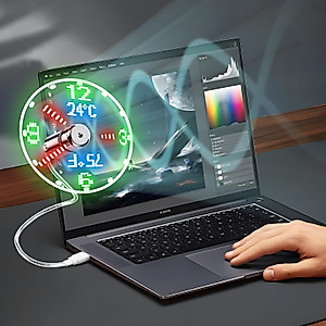 BREIS New USB Clock Fan with Real Time Clock and Temperature Display Function,Silver,1 Year Warranty