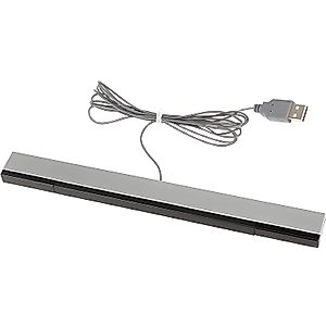 USB Wired Wii Sensor Bar, Replacement Infrared Ray Motion Sensor Bar for Nintendo Wii/Wii U -Black & Silver