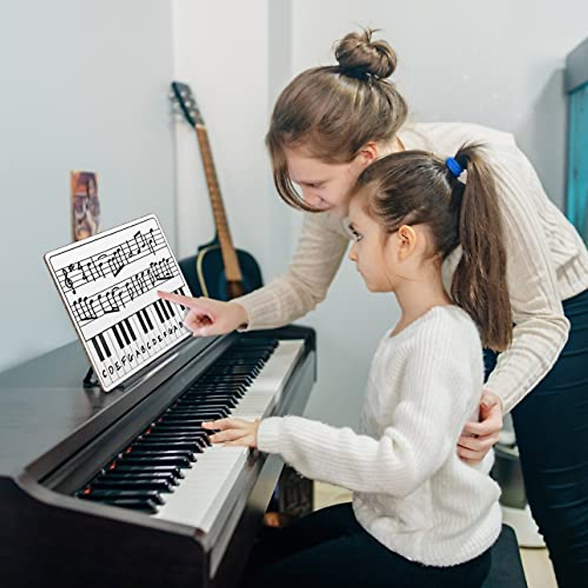 5 Pack 11 x 14 Inch Piano Board Dry Erase White Boards Lapboard l Double Sided Music Staff whiteboard for Kids Students, Musicians and Home (5 Erasers Included)