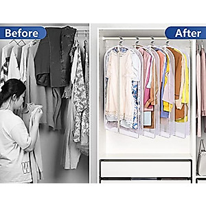 AOODA 40" Clear Garment Bags for Hanging Clothes Transparent Suit Bags for Closet Storage Coat Cover Protector for Sweater, Jacket, 4 Packs