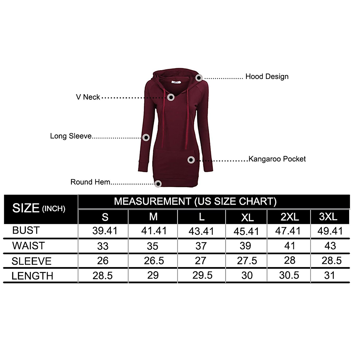 BEPEI Womens Long Sleeve Tunic Sweatshirt String Hoodie with Pocket Extra Long Tunic Sweaters to Wear with Leggings Fall and Winter Tops Trendy 2024 Dressy Casual Clothing Plain Warm Hoodies Black S