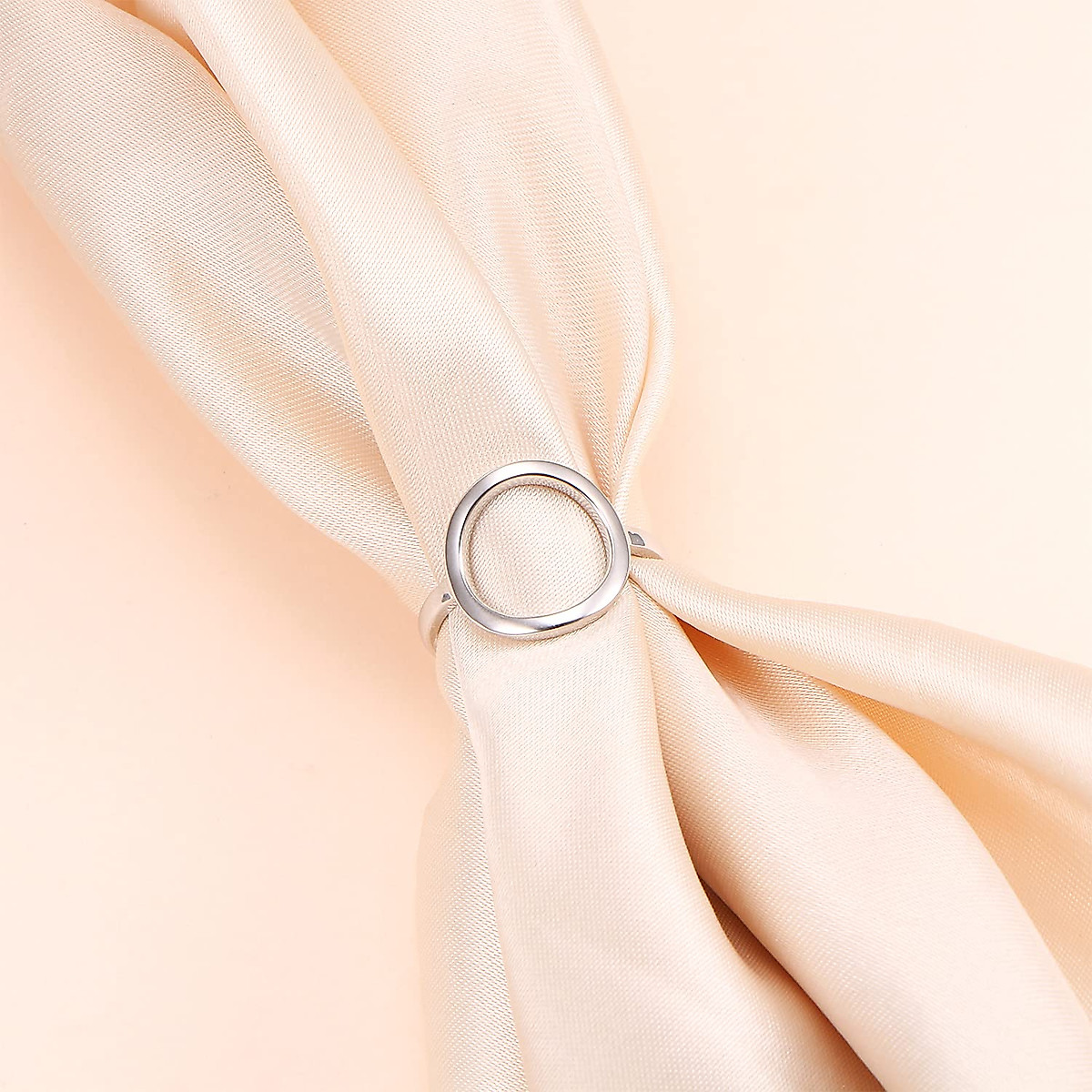 DAOCHONG Sterling Silver Classical Simple Plain Ring Open Circle Karma Statement Promise Ring Karma Ring for Women Size 7