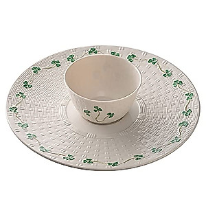 Belleek Shamrock Chip & Dip Set, Fine Parian China