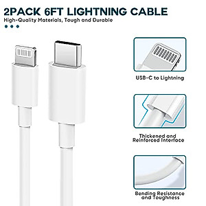 Fast Charger iPhone,Fast Apple Charger iPhone【Apple MFi Certified】2Pack USB C Wall Charger Fast iPhone Charger 6FT Type-C USB C to Lightning Cables for iPhone 14/13/12/11 Pro Max,Mini,8, iPad/AirPods