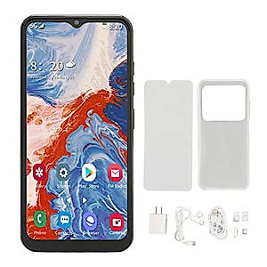 5G Mobile Phone, Black Unlocked Smartphone 100‑240V Front 8MP Rear 16MP 6GB RAM 256GB ROM 6.5in HD Screen for Texting (US Plug)
