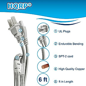 HQRP AC Power Cord Compatible with Bose Wave Radio III Mains Cable, White