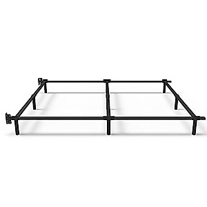 EMODA 7 Inch Metal Full Size Bed Frame for Box Spring and Mattress, 9 Legs Support Metal Base Bedframe Tool-Free and Easy Assembly, Black