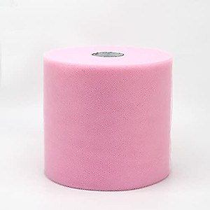 Tulle Fabric Rolls by Yards, Tulle Organza Fabric Spool for DIY Decor Wedding Backdrop Crafts Birthday Party Supplies Tulle Spool for Gift Bow Craft Tutu Skirt (6" X 300 Yards, Pink)