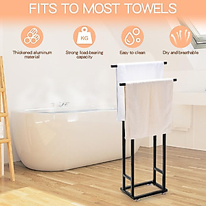 PSUTBPAT Free Standing Towel Rack,2 Tier Blanket Rack Freestanding Floor Towel Rack, Pool Towel Blanket Stand, Metal Towel Racks for Bathroom freestanding