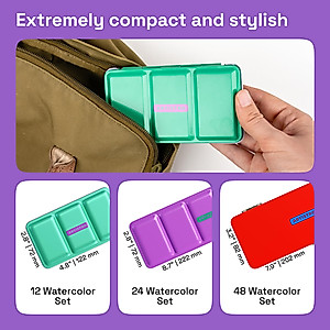 ARTISTRO Watercolor Paint Set 12 Colors, Travel Watercolor Set in Portable Box, Water Color Paint Sets for Kids, Mini Water Colors Paint Adult Set for Artists, Beginners, Amateur Hobbyists