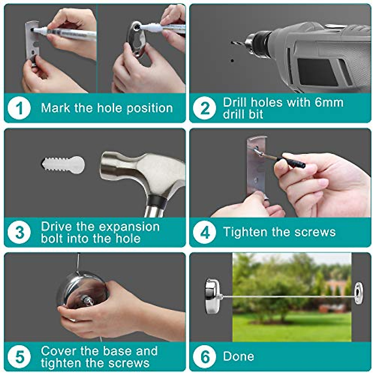 Retractable Clothesline, Coolrunner 9.5ft Retracting Clothes Line Indoor Outdoor Heavy Duty Shower Line with 10 Stainless Steel Clothespins for Wet Clothes and Quilt -Hold up to 33lbs