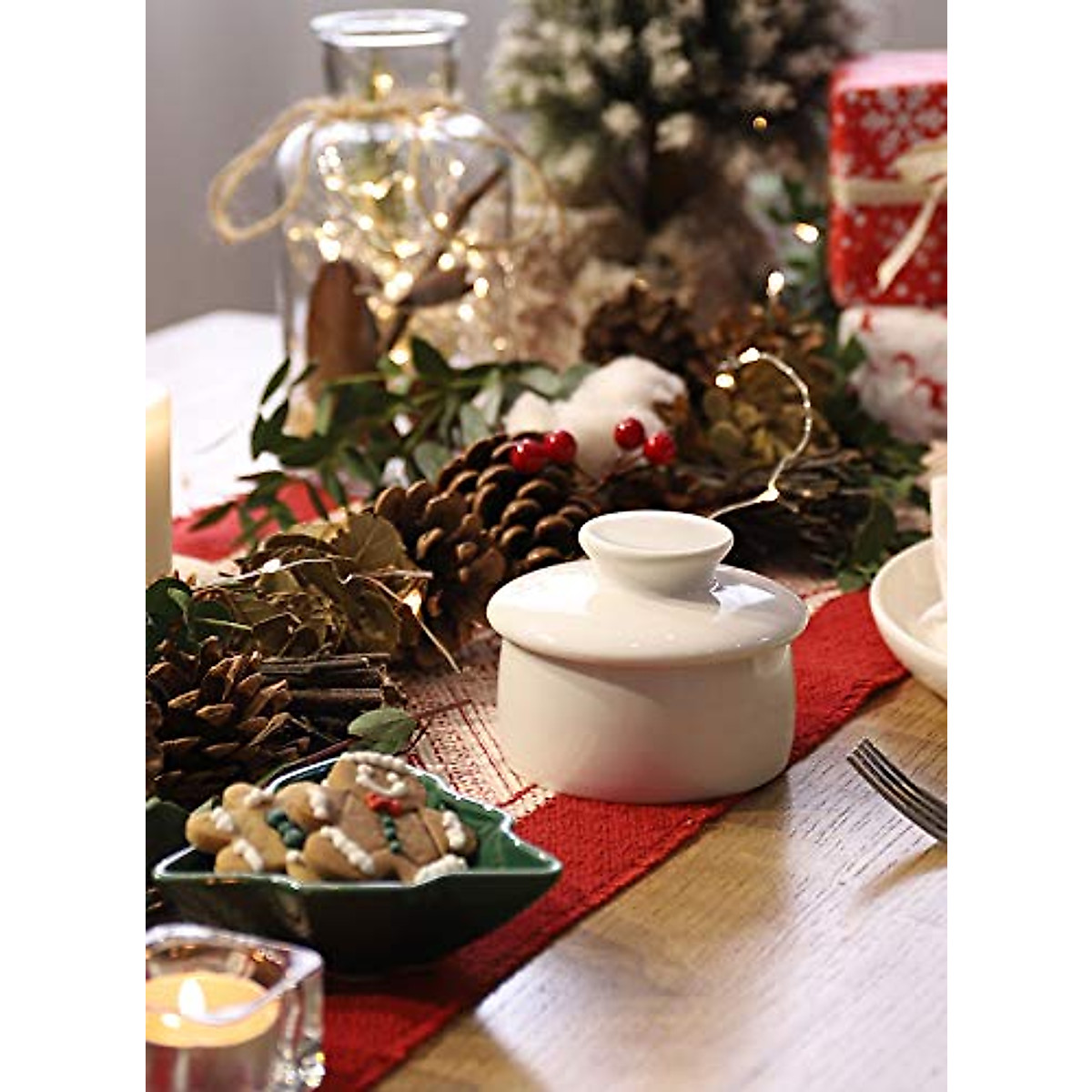 Sweese 317.101 Butter Crock Keeper with Water Line, French Butter Dish - Holds Up to 4oz East and West Coast Butter - Perfect Spreadable - Porcelain, White