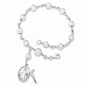IceCarats 925 Sterling Silver Rosary Chain Charm Bracelet 7.75 inch