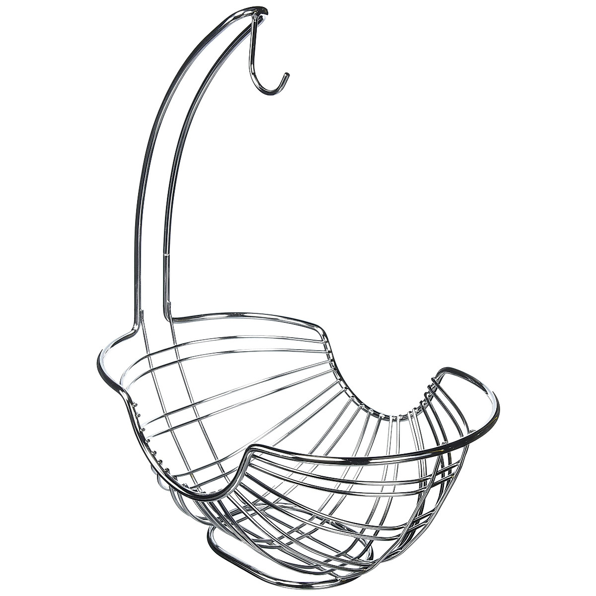 Spectrum Diversified Contempo Ellipse Holder Modern Kitchen Countertop Bowl & Banana Tree, Steel Wire Fruit Basket, Produce Saver & Banana Hanger, Chrome