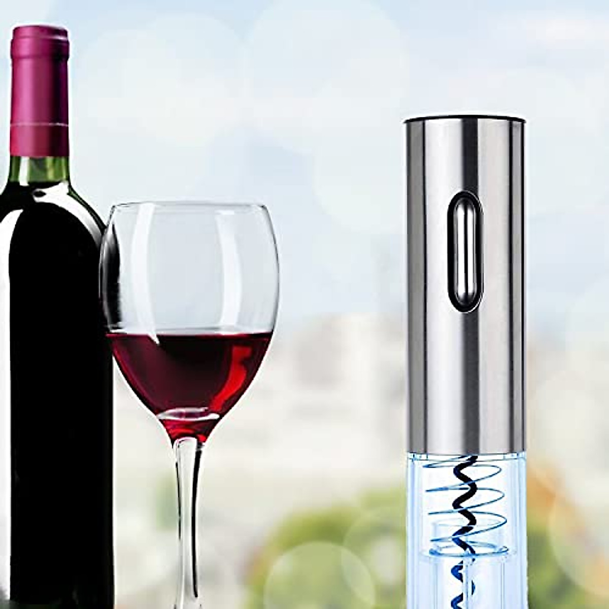 GOSCIEN Electric Wine Opener, Automatic Electric Wine Bottle Corkscrew Opener, Rechargeable Stainless Steel Cordless Electric Wine Bottle Opener Gift Set with Foil Cutter, USB Charging Cable