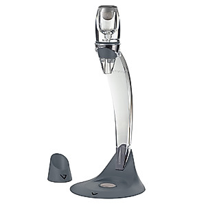 Vinturi Deluxe Essential Pourer and Decanter Tower Stand Easily and Conveniently Aerates by the Bottle or Glass and Enhances Flavors with Smoother Finish, Gray, Red Wine Set