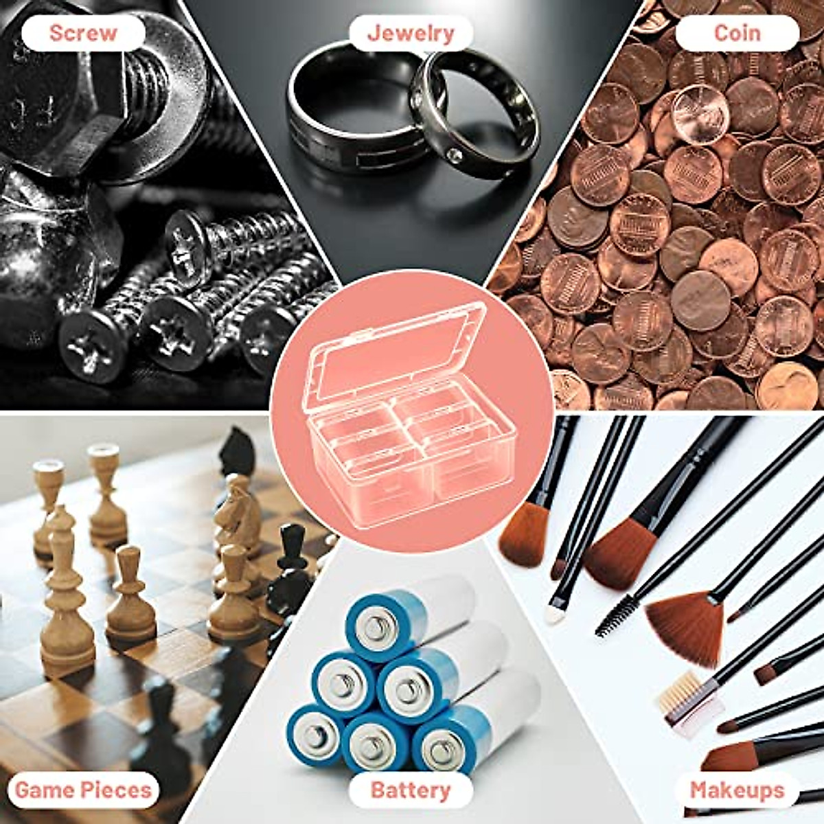 Gbivbe Small Plastic Storage Box, 7 Pieces Plastic Storage Cases Bead Organizers Boxes with Lid Mini Rectangles Boxes Craft Supply Case Bead Containers for Organizing