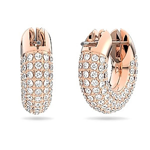 Swarovski Dextera Hoop Earrings, Pavé, White, Rose-gold tone Finish
