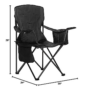 Amazon Basics Folding Padded Outdoor Camping Chair with Carrying Bag - 34 x 20 x 36 Inches, Black