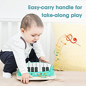TUKELER Toddler Piano Wooden Musical Toy, Kids Keyboard with Lights, Sound Multifunctional Baby Piano&Xylophone Toy for 12 Months and Older Boys and Girls