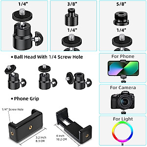 Obeamiu Desk Mount Stand with 27'' Auxiliary Holding Arm, Detachable 2-Section Magic Arm Overhead Light Stand, 16.7-40.1 in Tabletop Stand for DSLR Camera/Fill Light/Live Streaming/Webcam