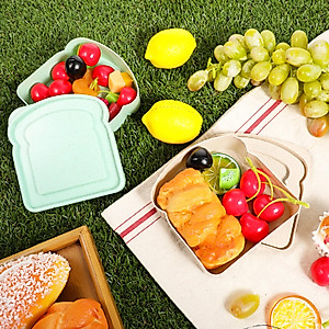 Piriuuo 2 Pcs Sandwich Containers Toast Shape Sandwich Box Sandwich Containers for Lunch Boxes Reusable Food Storage Sandwich Container with Lid, Microwave & Dishwasher Safe