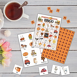 KFNER Pumpkin Bingo Game - Fall Harvest Bingo Card - 24 Players Bingo Game Set Indoor Outdoor Activities - Halloween, Thankgiving Party Favors Supplies -A10
