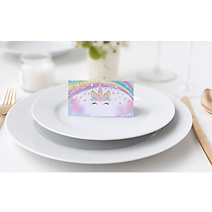 Your Main Event Prints Unicorn Birthday Tent Cards Food Labels for Buffet and Decorations - Perfect for Birthdays, Baby Showers, Unicorn Parties - Pack of 12