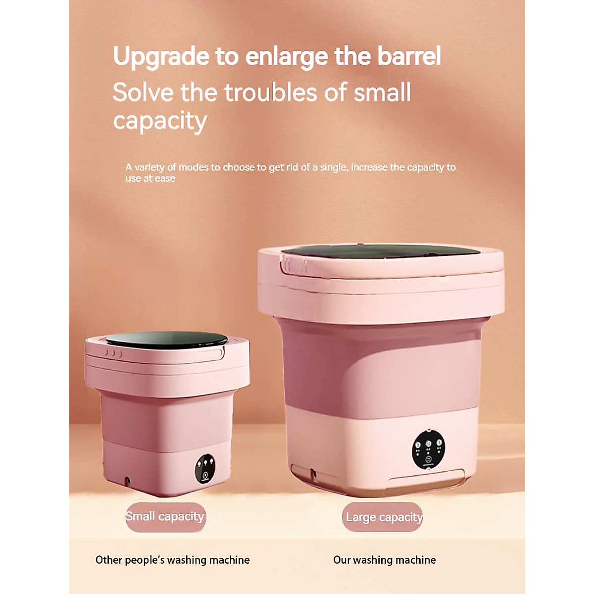 11L/370oz Powerful Portable Washing Machine, Foldable Mini Washer for Baby Clothes,Underwear, Small Items,3 Modes - Apartment,Dorm,Camping,Travel (Pink-A)